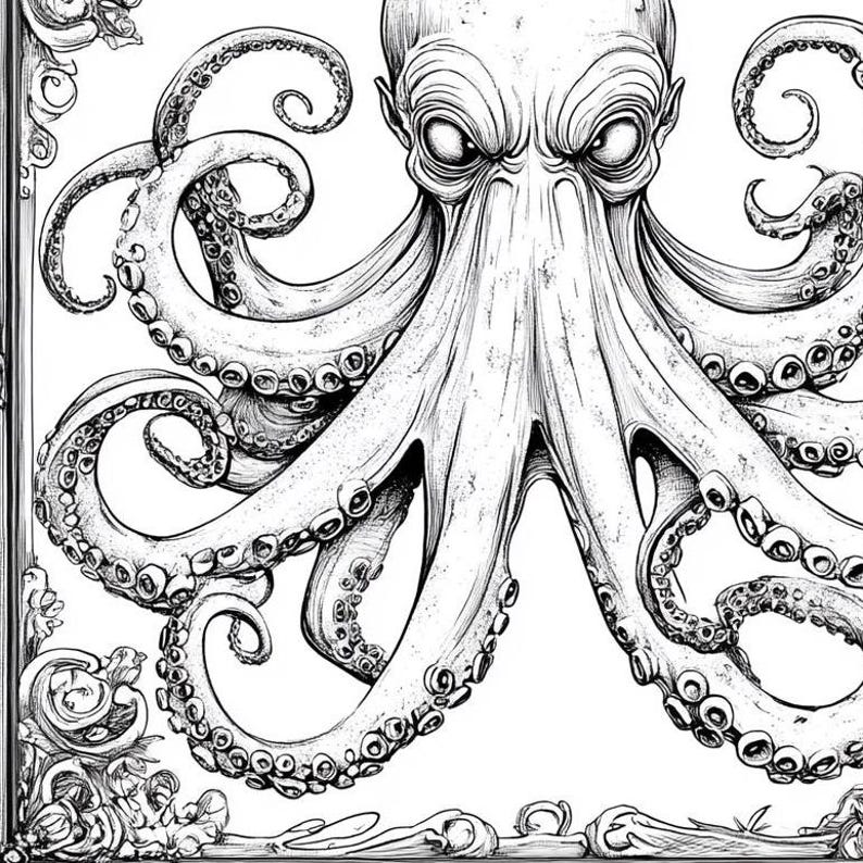 Victorian Style Cthulhu Digital Download 4-pack Coloring Pages ...