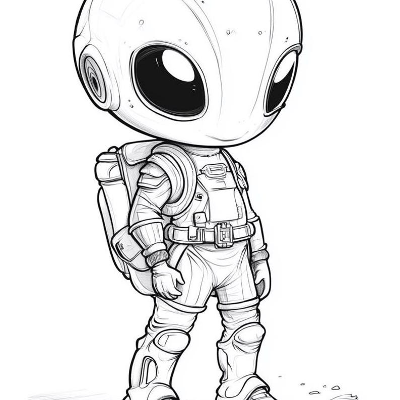 Cute Alien Kids Digital Download 3-pack Coloring Pages. Downloadable ...