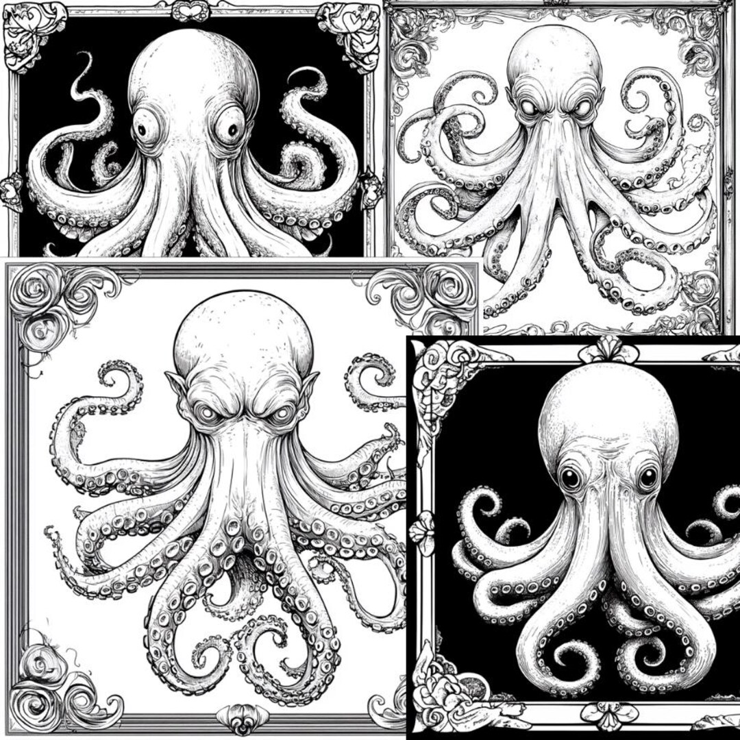 Victorian Style Cthulhu Digital Download 4-pack Coloring Pages ...