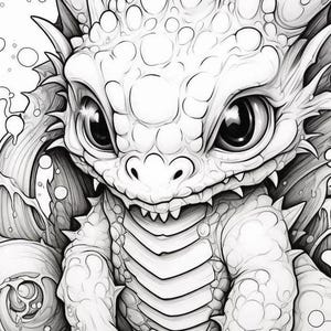 Detailed Baby Dagon Digital Download Coloring Page. Downloadable File ...