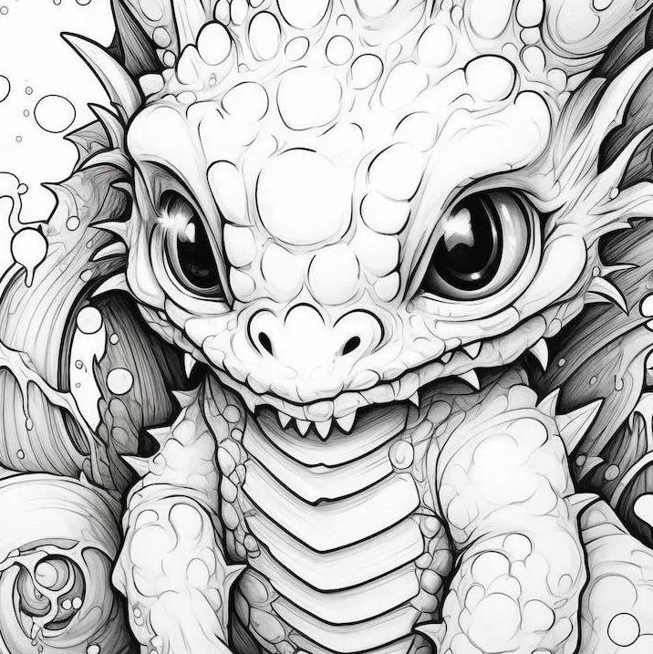 Detailed Baby Dagon Digital Download Coloring Page. Downloadable File ...
