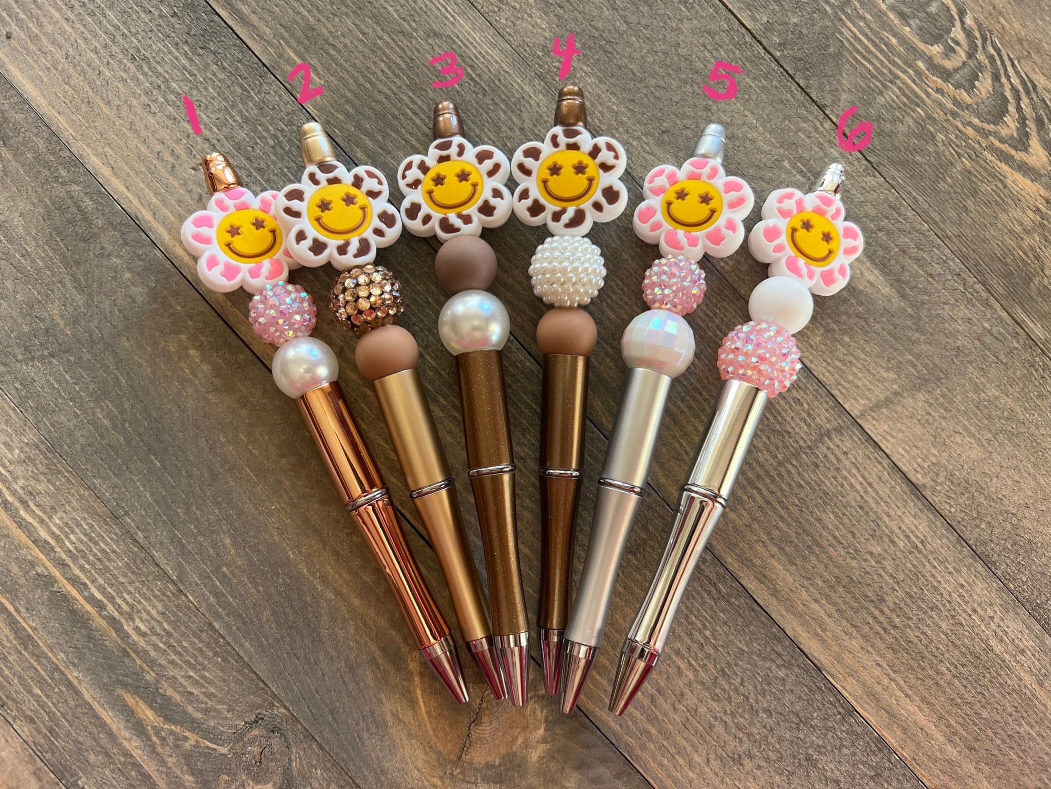 Cow Print Flower Focal Pen, Writing Pens, Focal Pens, Western Beaded ...