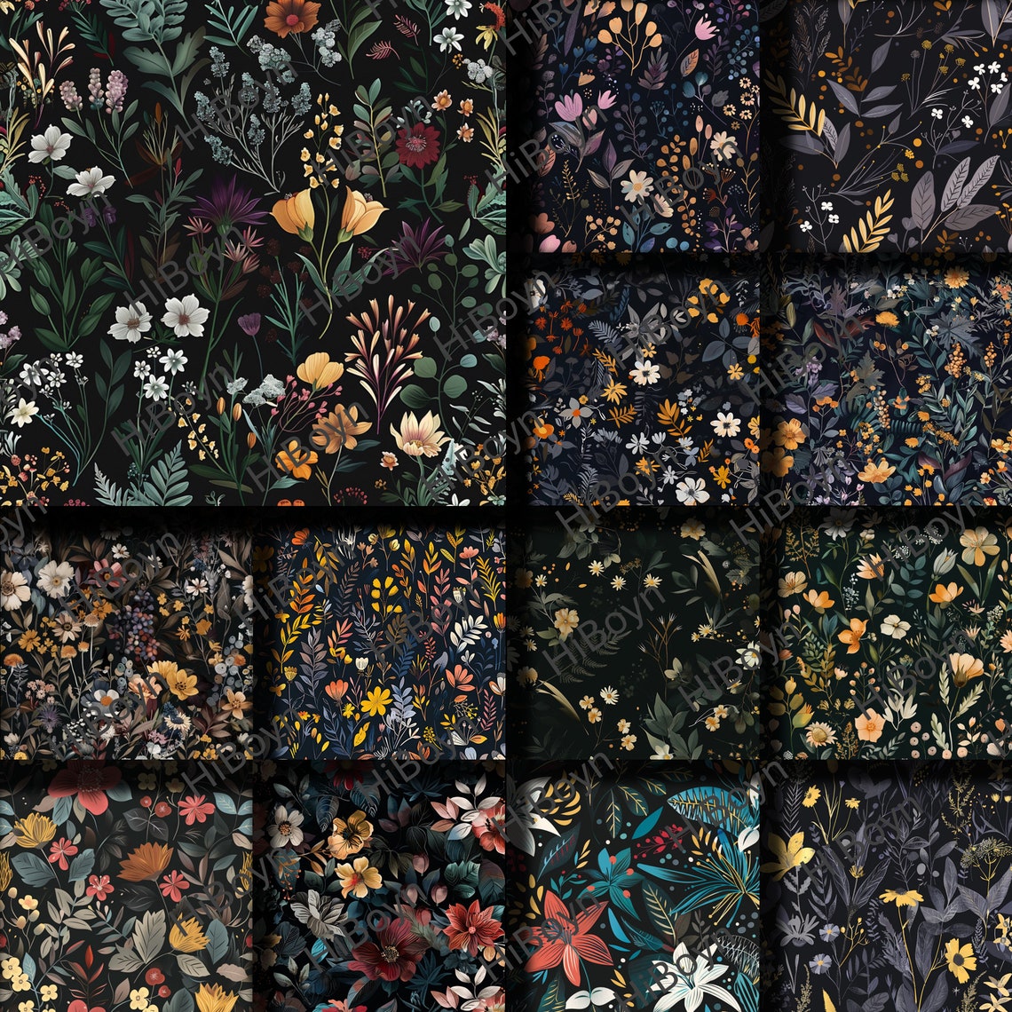 Dark Botanical SEAMLESS Patterns Tropical Trees,banana Leaf,monstera ...