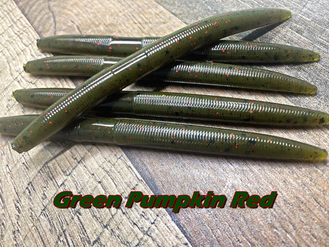 5" Senko Style Stick Worm (green Pumpkin Red) - Etsy