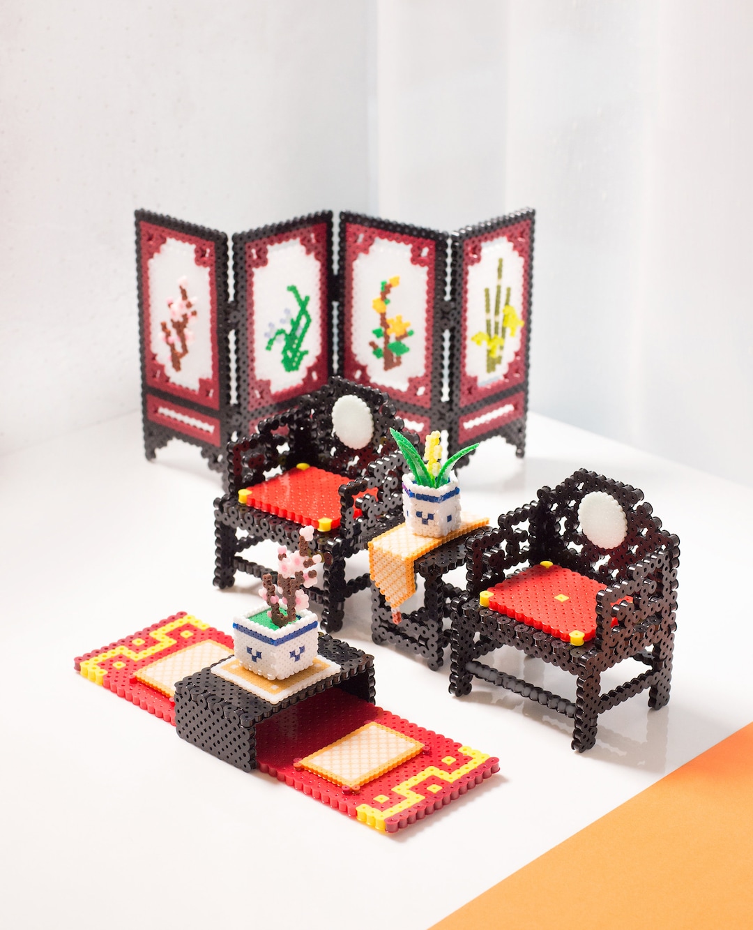 Chinese Furniture Set 3D Perler Bead Pattern Digital Tutorial - Etsy