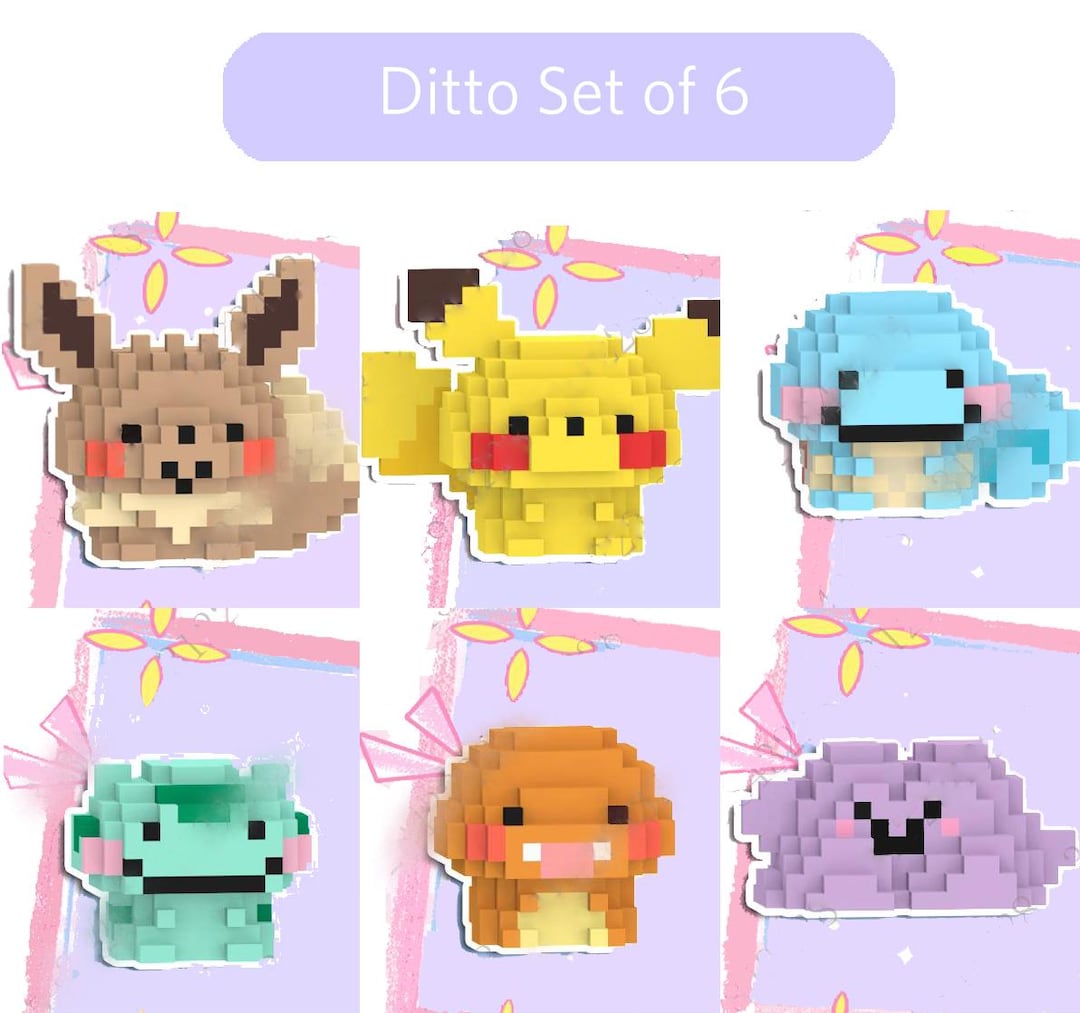 Instant Download - Pokemon Ditto Pikachu Eevee Bulbasaur Charmander ...