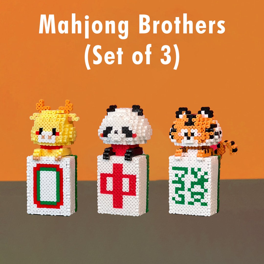 Instant Download - Mahjong Panda Tiger Cow Set of 3 3D Perler Bead ...