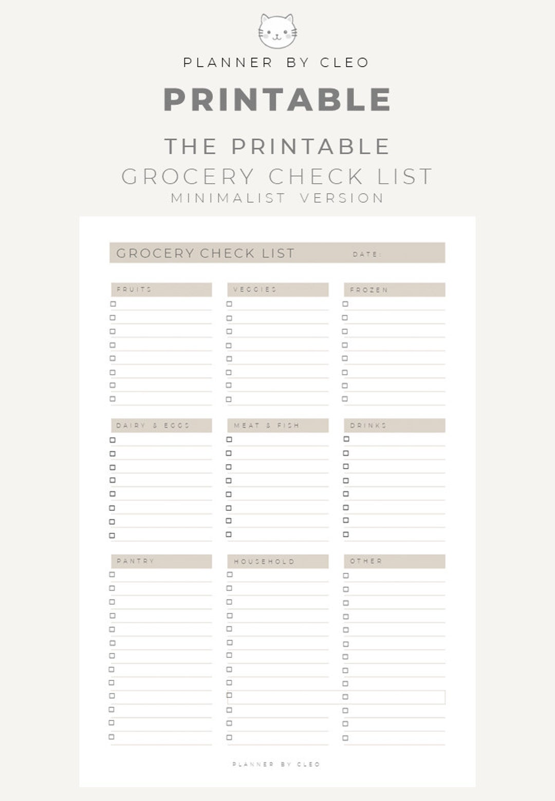 Minimalist Printable Template Grocery Check List, Food Grocery Check ...