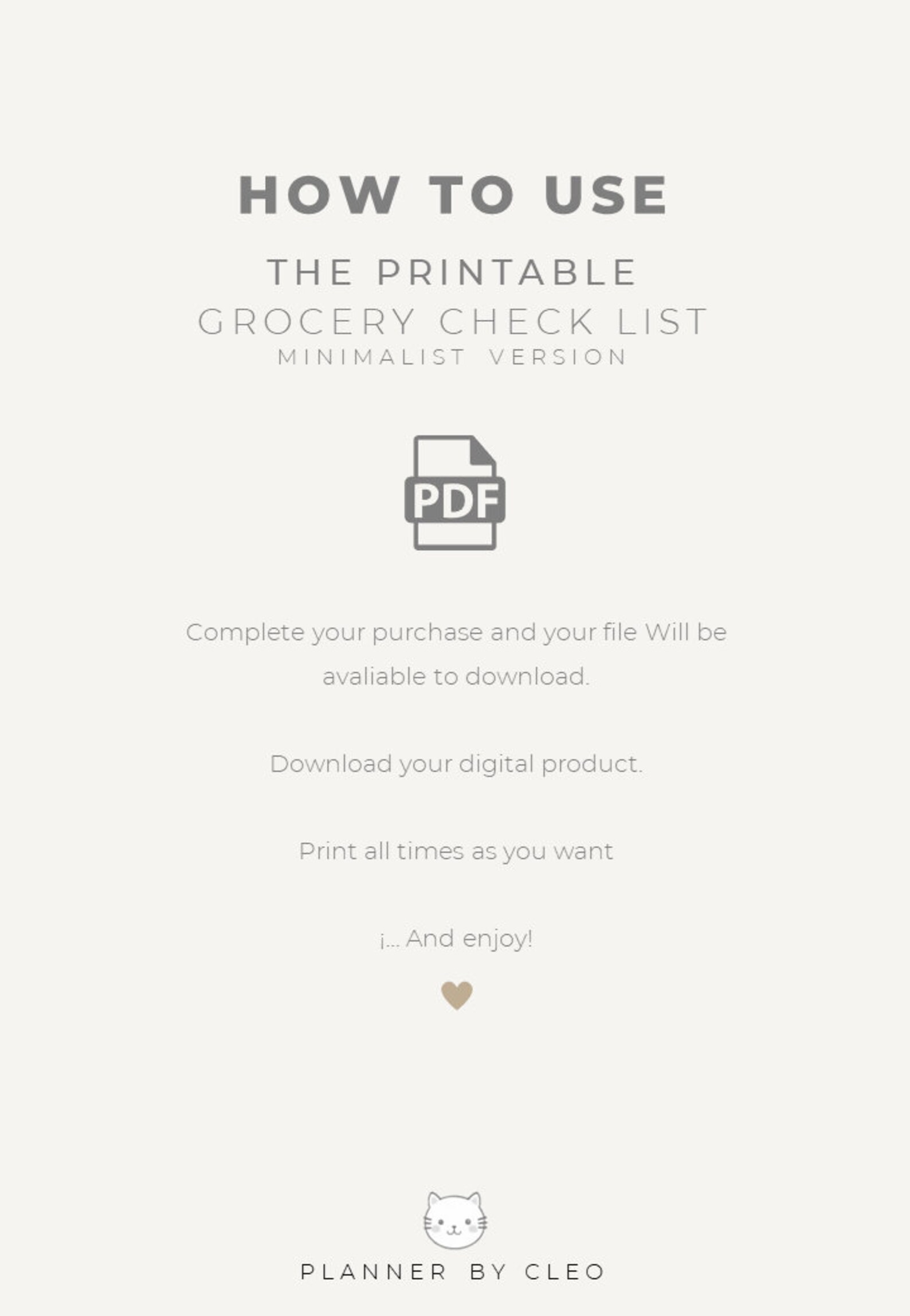 Minimalist Printable Template Grocery Check List, Food Grocery Check List, Shopping Check List ...