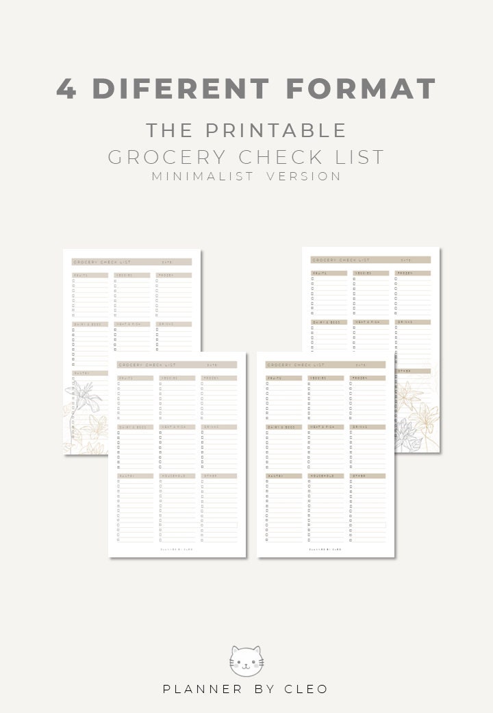 Minimalist Printable Template Grocery Check List, Food Grocery Check List, Shopping Check List ...