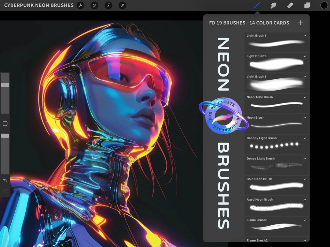 Glowy Procreate Brush Set,cyberpunk Neon Brushes Set for Procreate,neon ...
