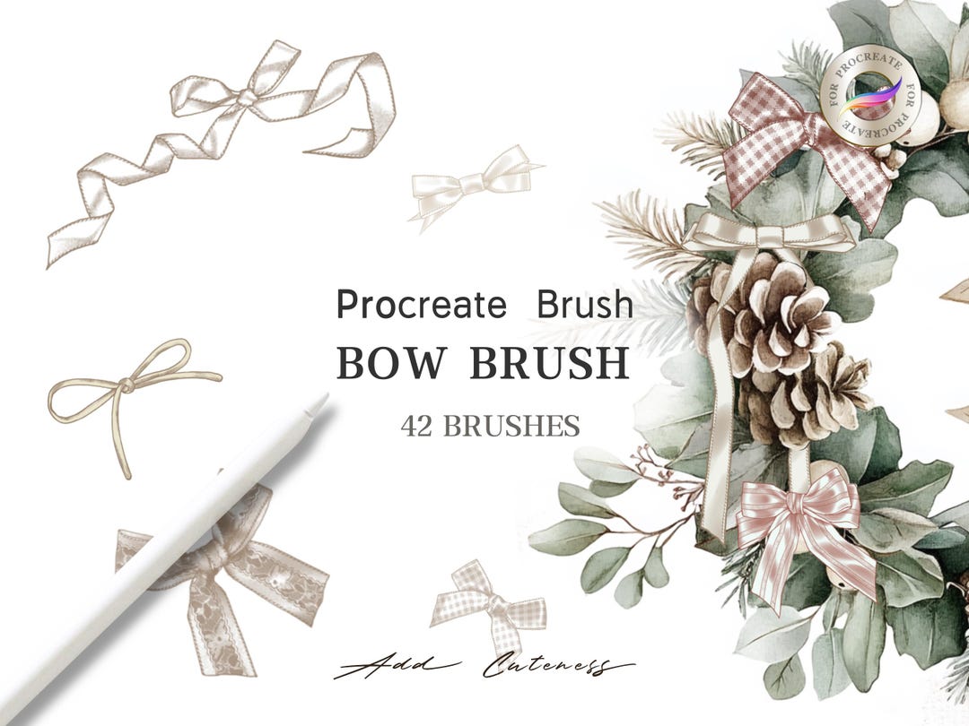 Christmas Bow Brush Set for Procreate | 42 Festive Bow & Edge Brushes ...