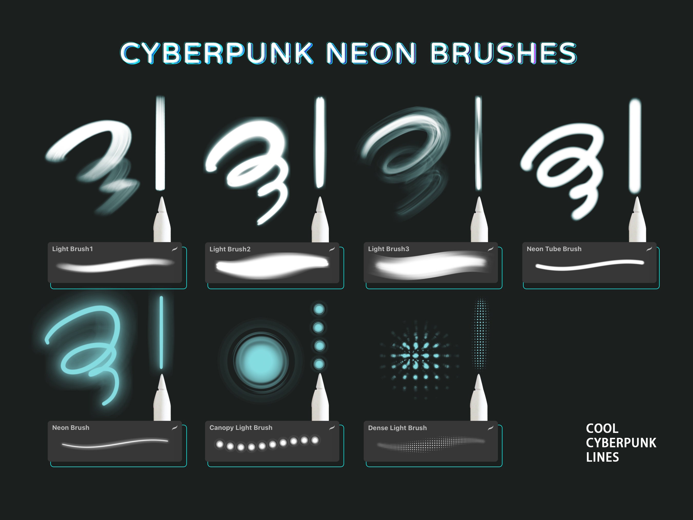 Glowy Procreate Brush Set,cyberpunk Neon Brushes Set for Procreate,neon ...