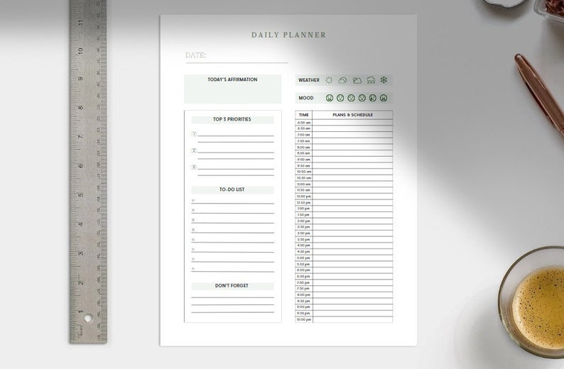 Daily Digital Planner Instant Download Minimalistic Daily - Etsy