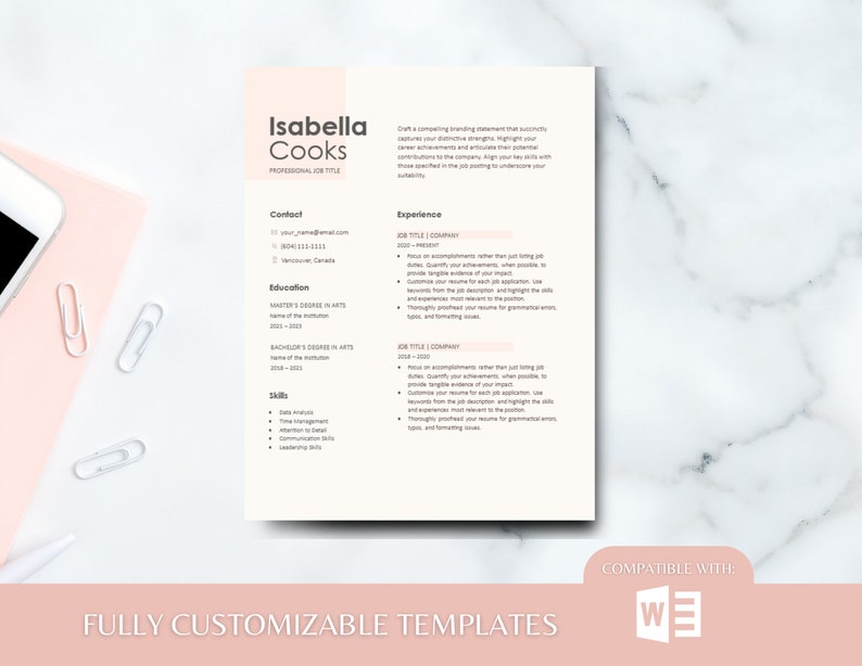 Creative Resume Templates for MS Word and Google Docs, CV Template ...