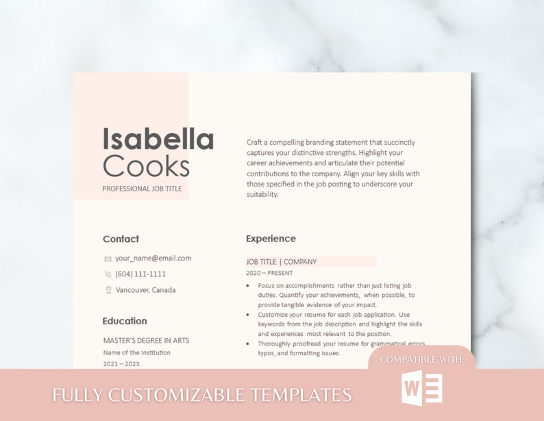 Creative Resume Templates for MS Word and Google Docs, CV Template ...