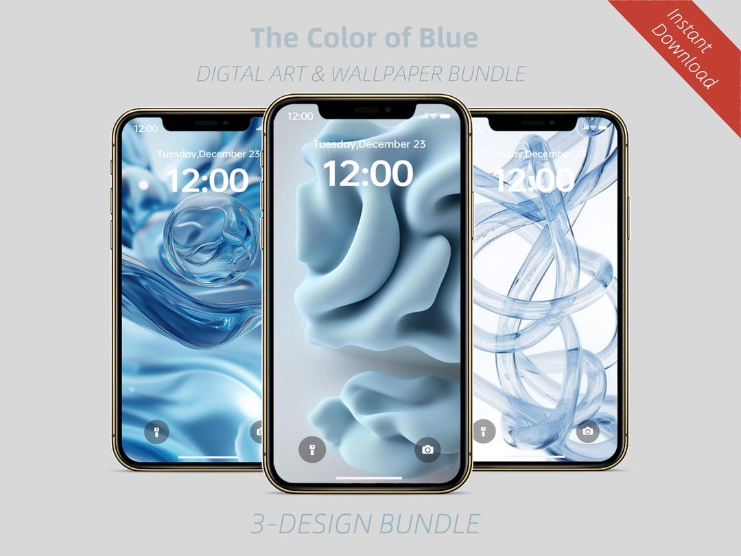 Calming Blue Abstract Art & Wallpaper Bundle | Feng Shui Digital Decor ...