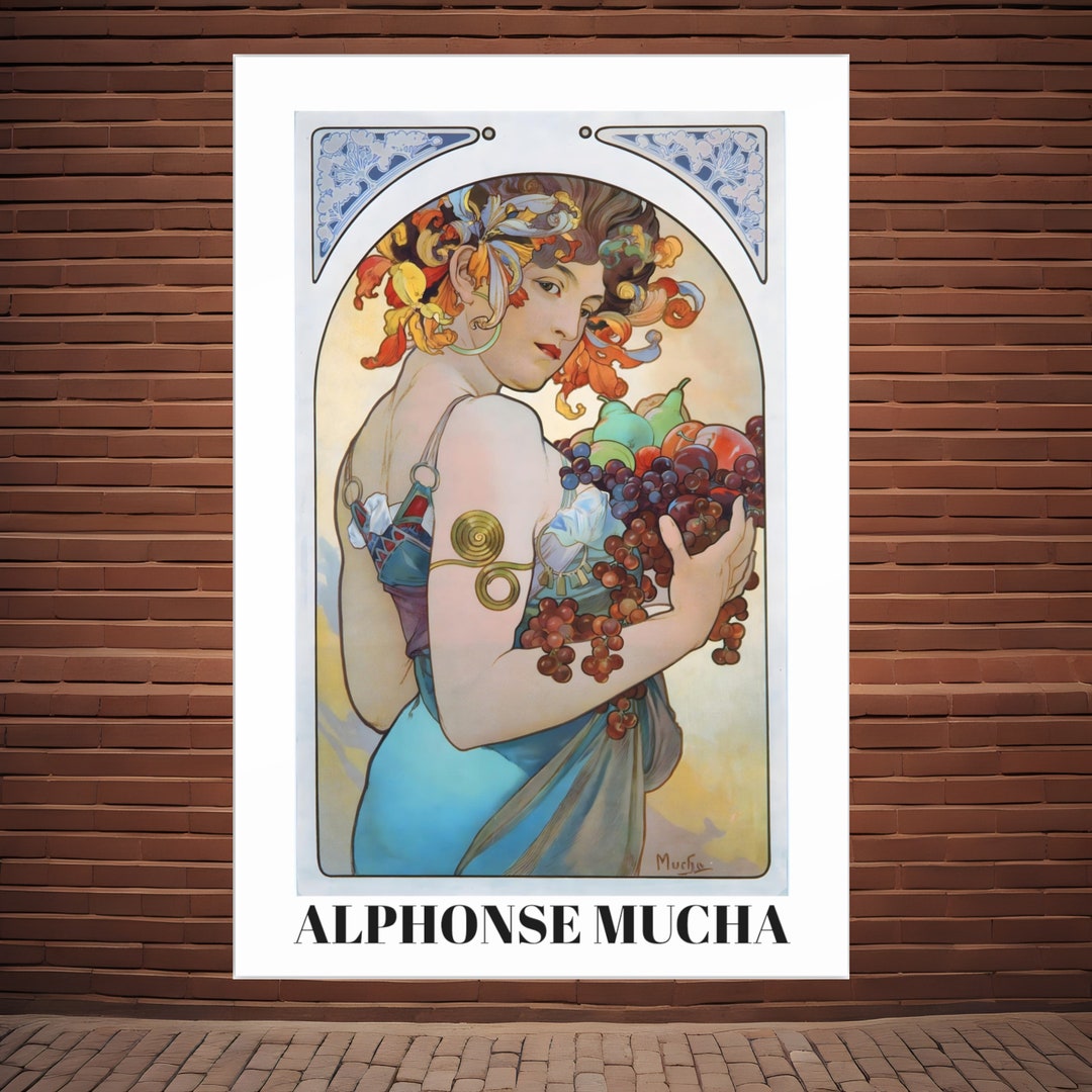 Alphonse Mucha Poster Satin Poster Art Nouveau Fruit - Etsy