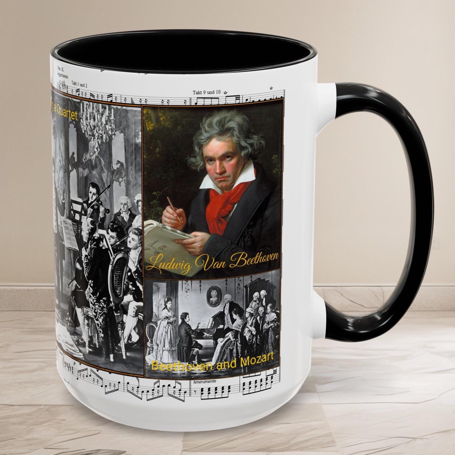Beethoven Coffee Mug, Classical Music Composer Gift, Symphony Piano ...