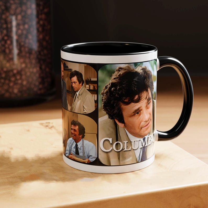 Columbo Memorabilia Collage Mug, Classic TV Fan Coffee Cup, Peter Falk ...