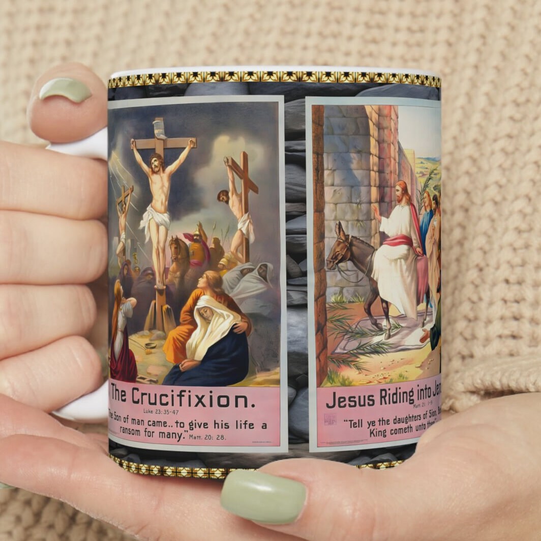 Vintage Jesus Christian Art Collage Ceramic Mug Drinkware Religious ...