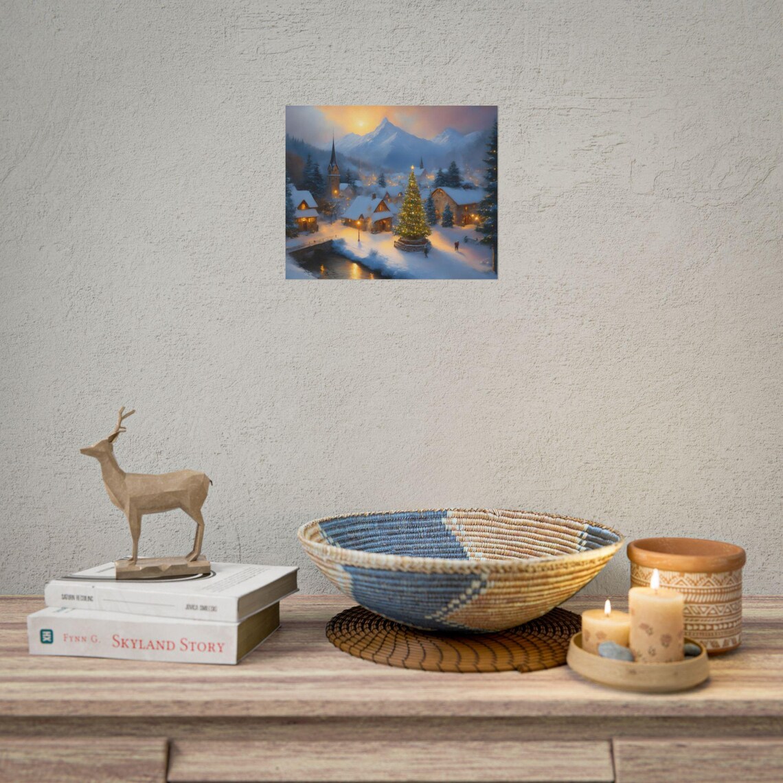 Winter Village Christmas Scene Poster: Religious Fine Art Print - Etsy