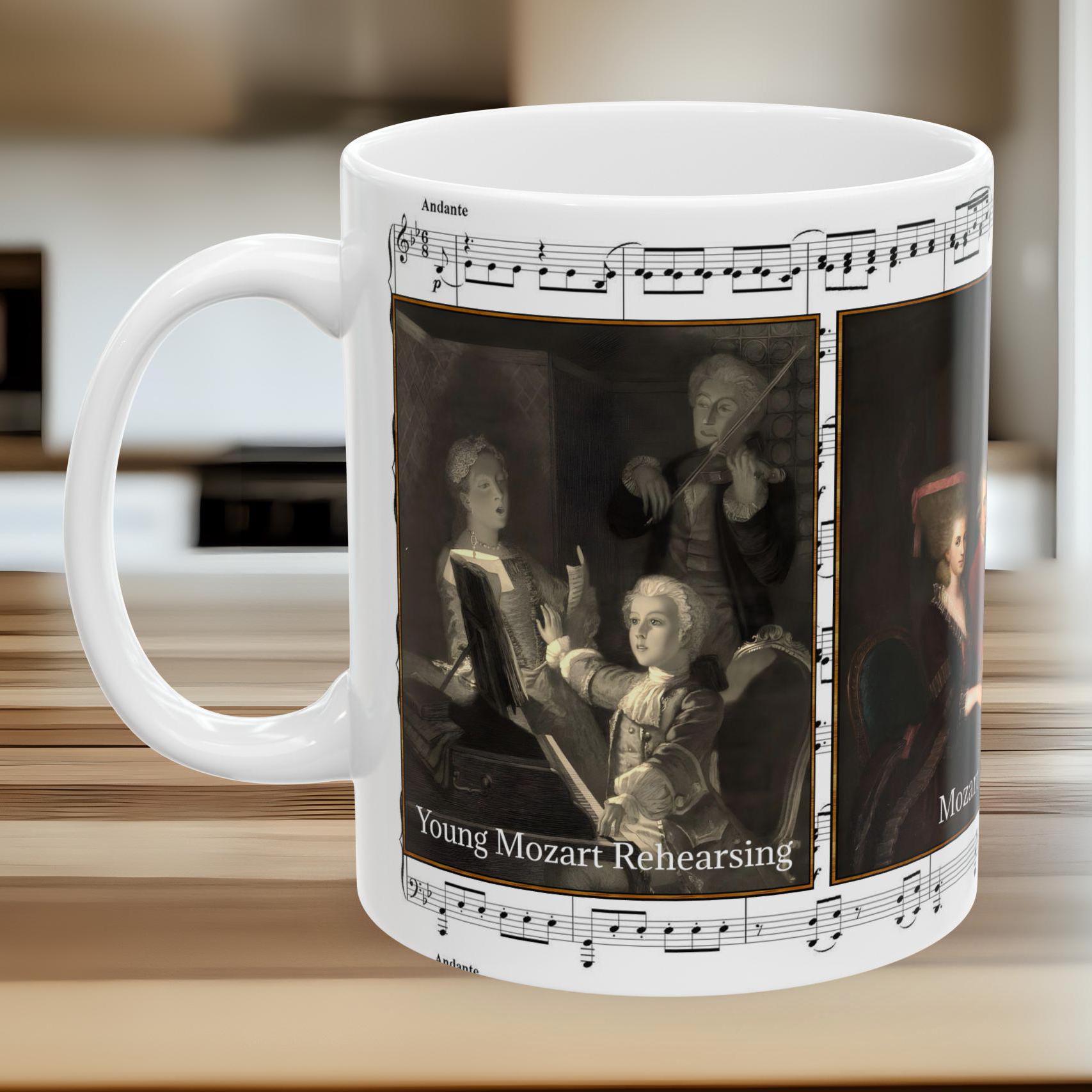 Wolfgang Amadeus Mozart Collage Mug, Classical Orchestra Violin Chamber ...
