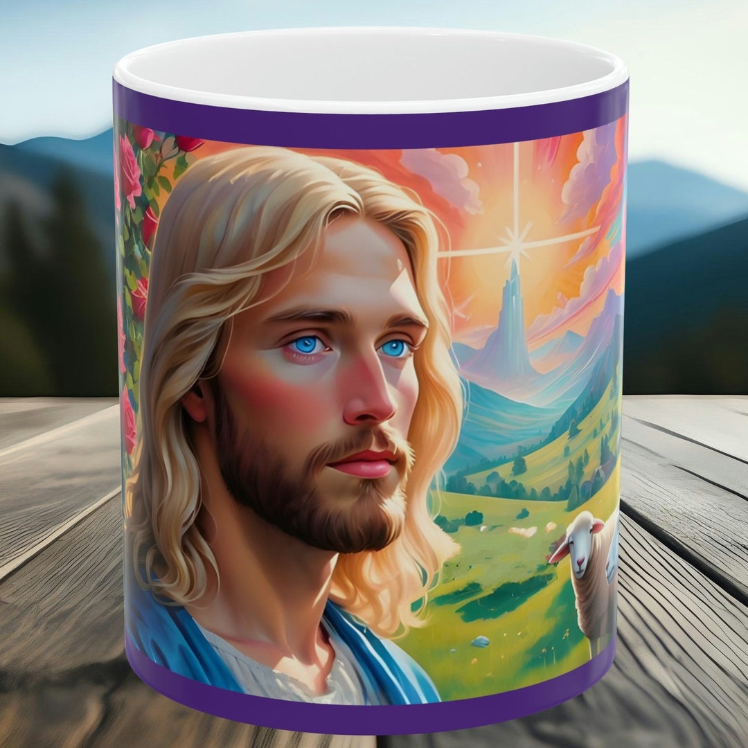 Jesus With Sheep Mug, Catholic Gift Cup, Jesus Christ Print, 11 Oz Cup ...
