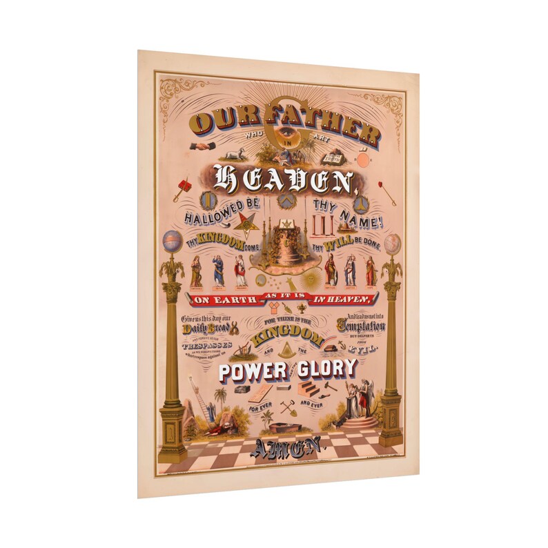 Masonic Lord's Prayer, Jesus Poster Print, Christian Catholic Christmas ...