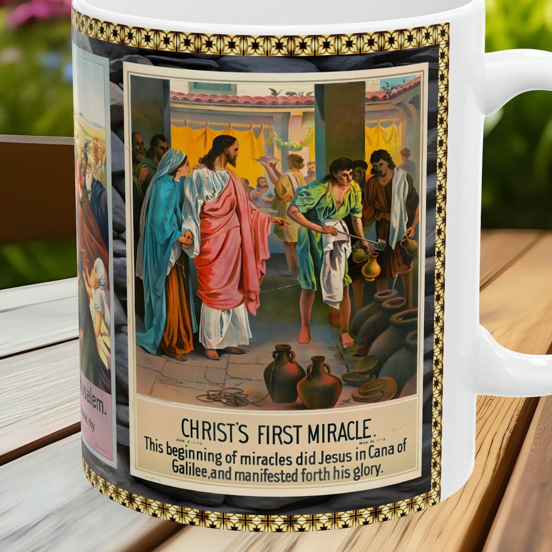 Vintage Jesus Christian Art Collage Ceramic Mug Drinkware Religious ...