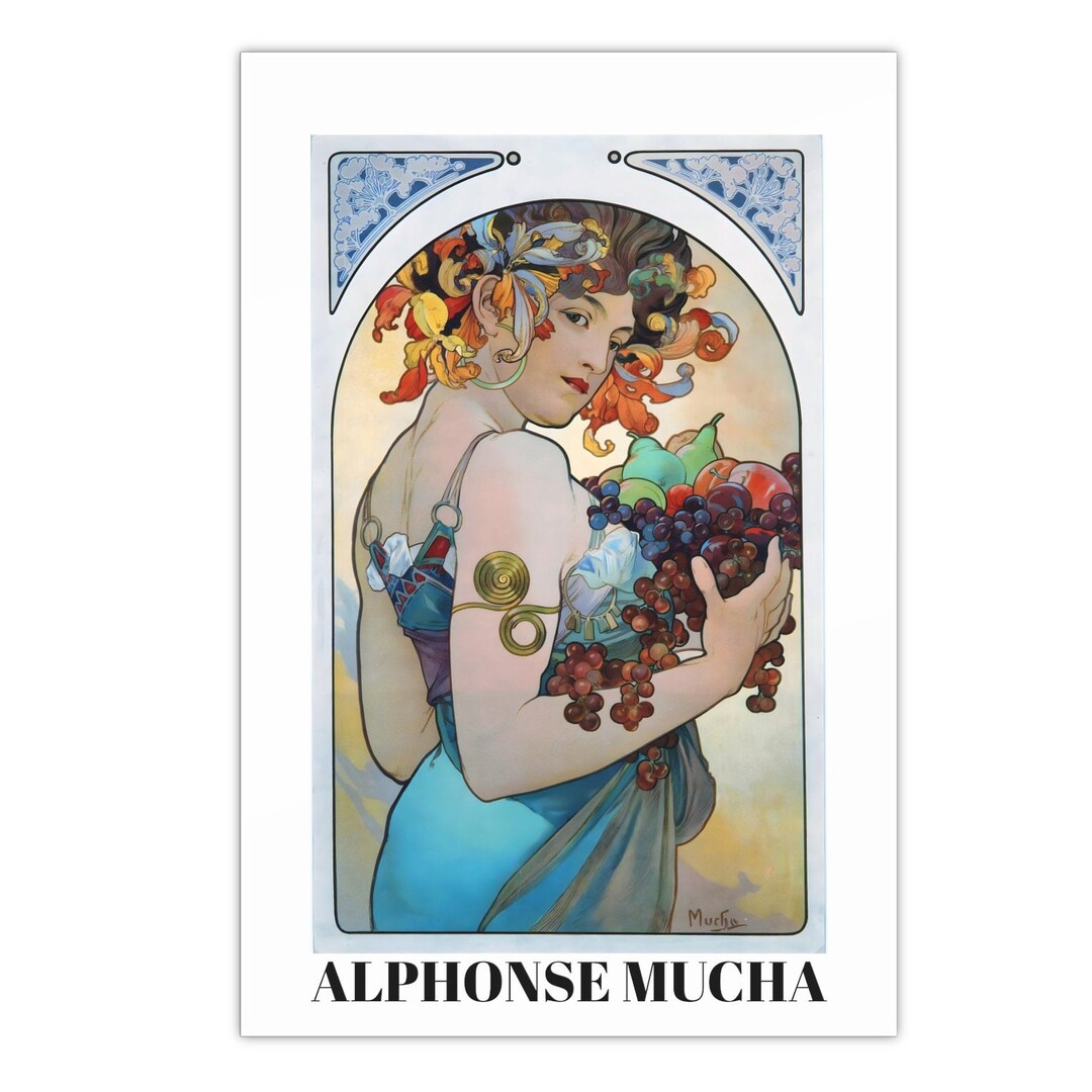 Alphonse Mucha Poster, Art Nouveau, Fruit, Premium Satin Paper 300 Gsm ...
