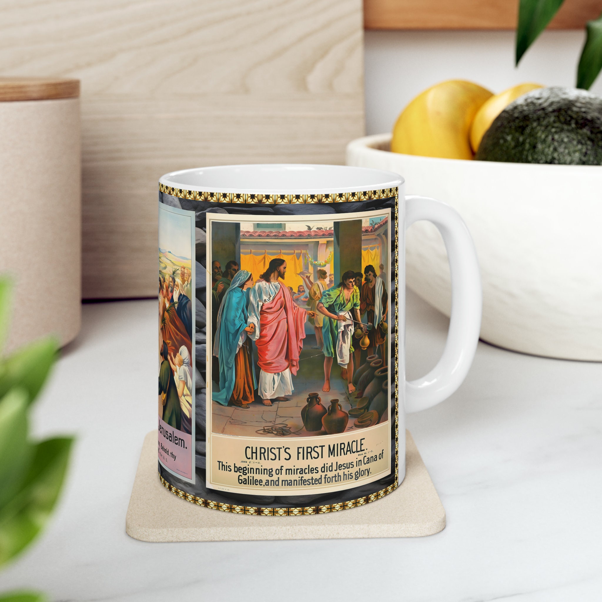 Vintage Jesus Christian Art Collage Ceramic Mug Drinkware Religious ...