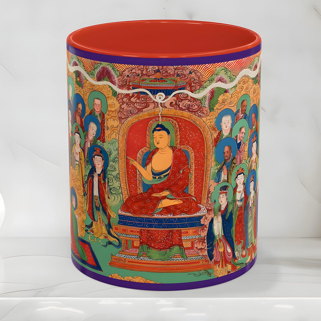 Vintage Buddhist Art Coffee Mug: Garland Sutra Image - Etsy