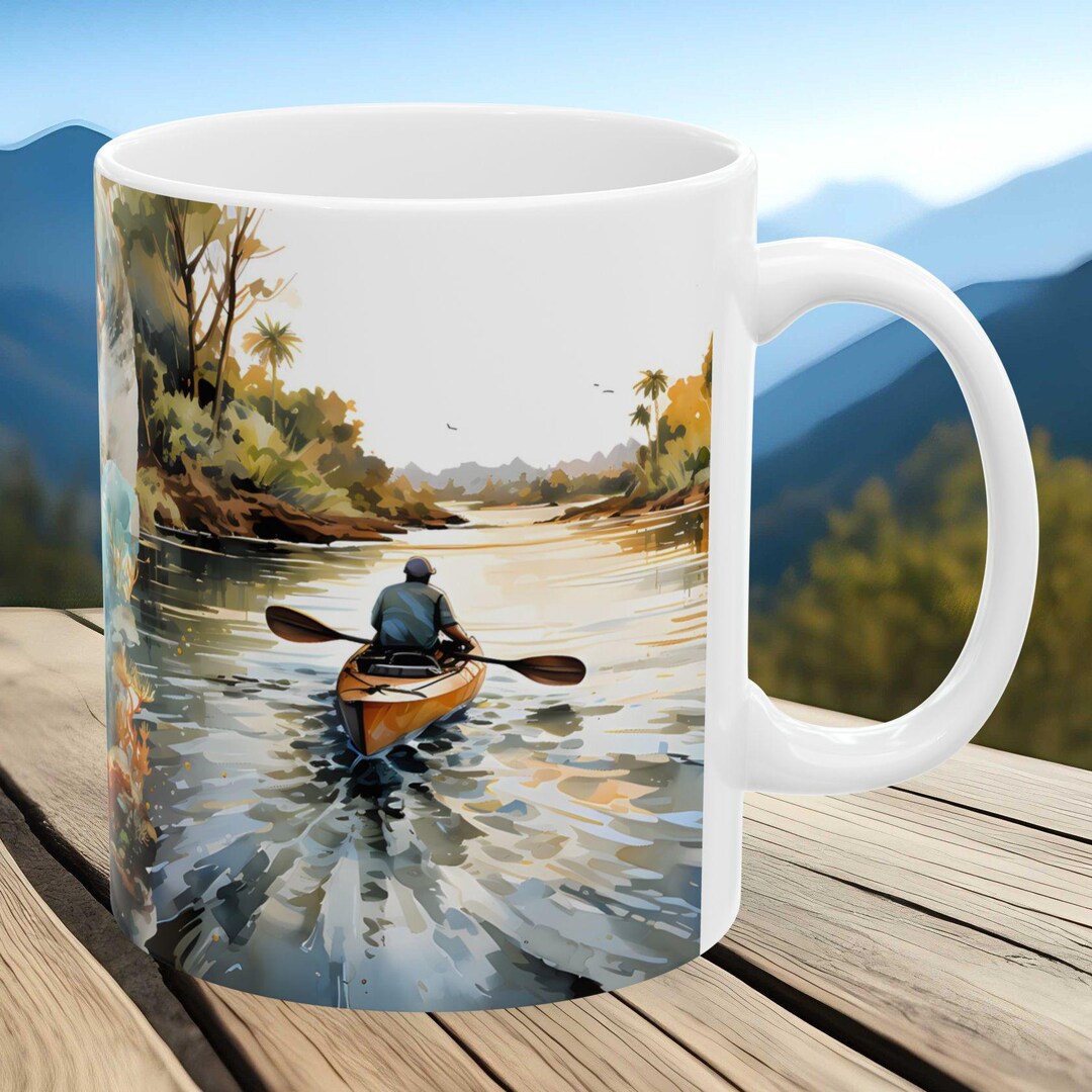 Water Adventure Travel Mug, Watercolor Artwork, Surfing Kayaking Scuba ...