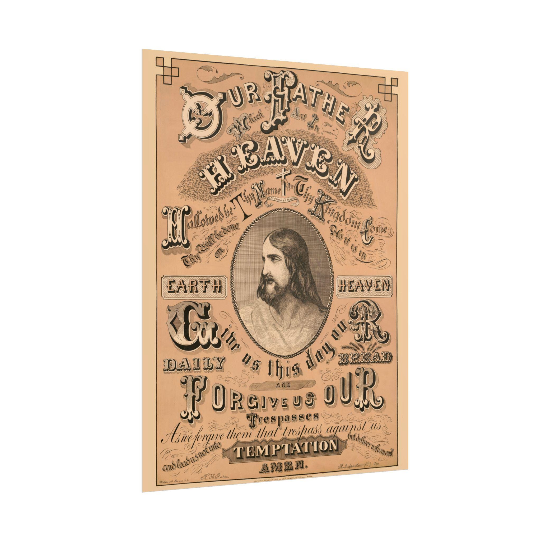 Jesus the Lord's Prayer Poster, From Rutherford Park NJ, 1874 ...