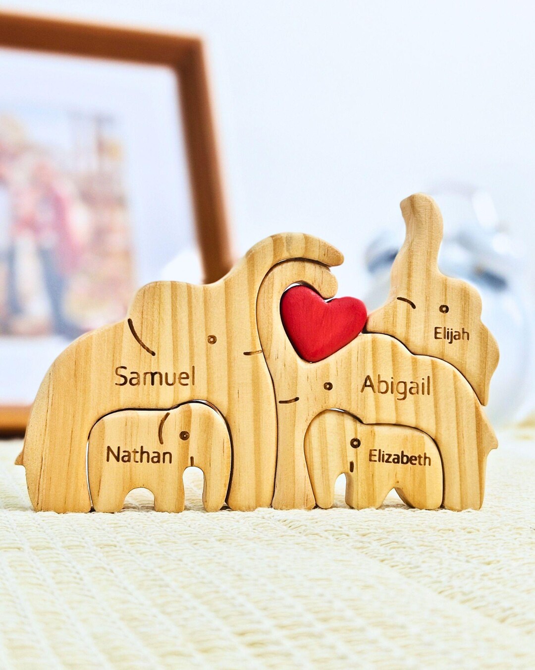 DIY Wooden Elephant Family Puzzle Elephant Puzzle Personalized ...