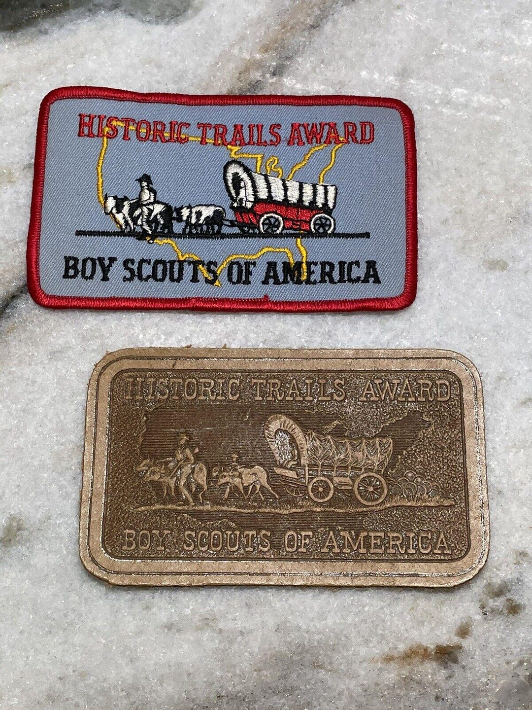 2 Vintage Historic Trails Award Boy Scout Patch & Leather BSA Jacket ...
