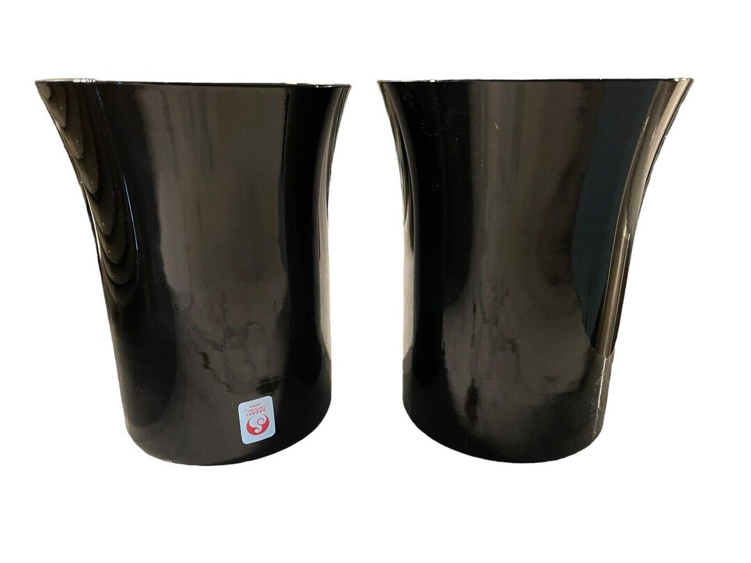 Two Vintage Sasaki Glass Black Crystal Vase Japan Art Deco - Etsy