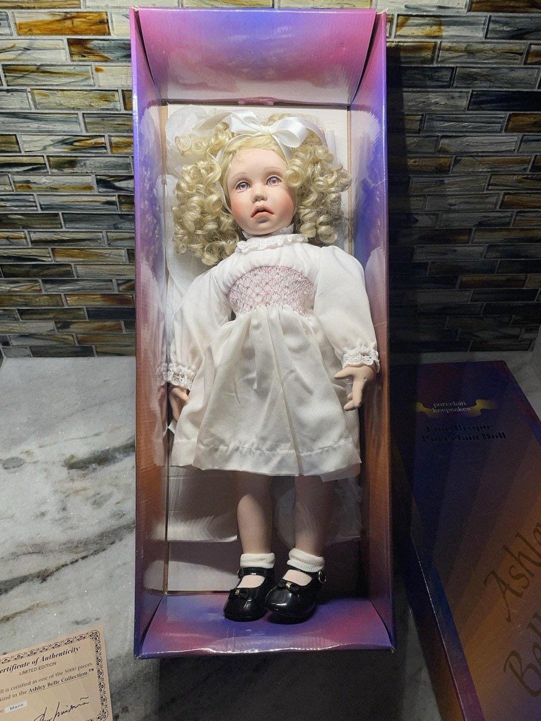 Vintage ASHLEY BELLE Collection Porcelain Doll With COA Certificate Box ...
