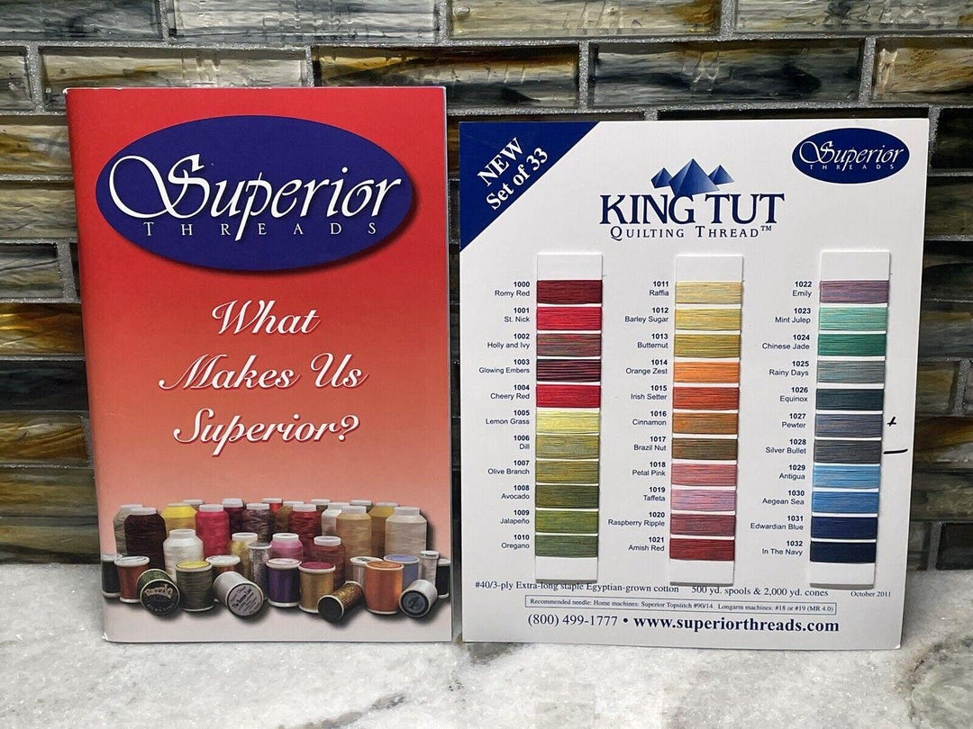 SUPERIOR THREADS Reference Guide Book & King Tut Quilting Thread Chart ...