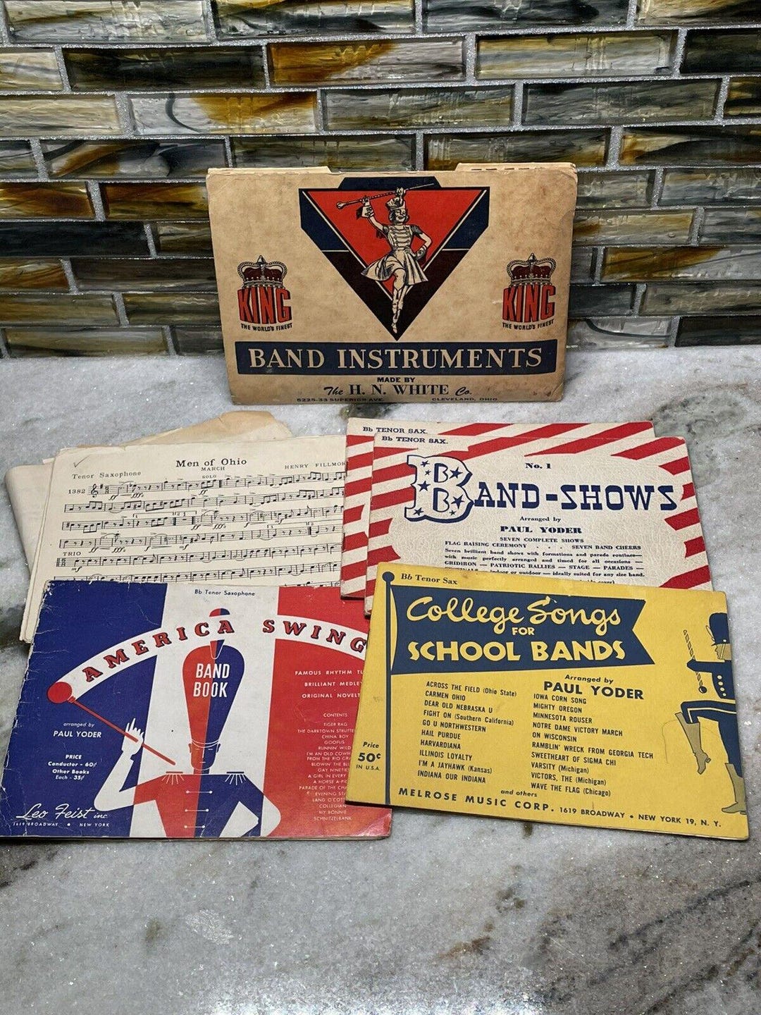 Lot of High School Band Sheet Music Books Tenor Sax Paul Yoder Vintage ...