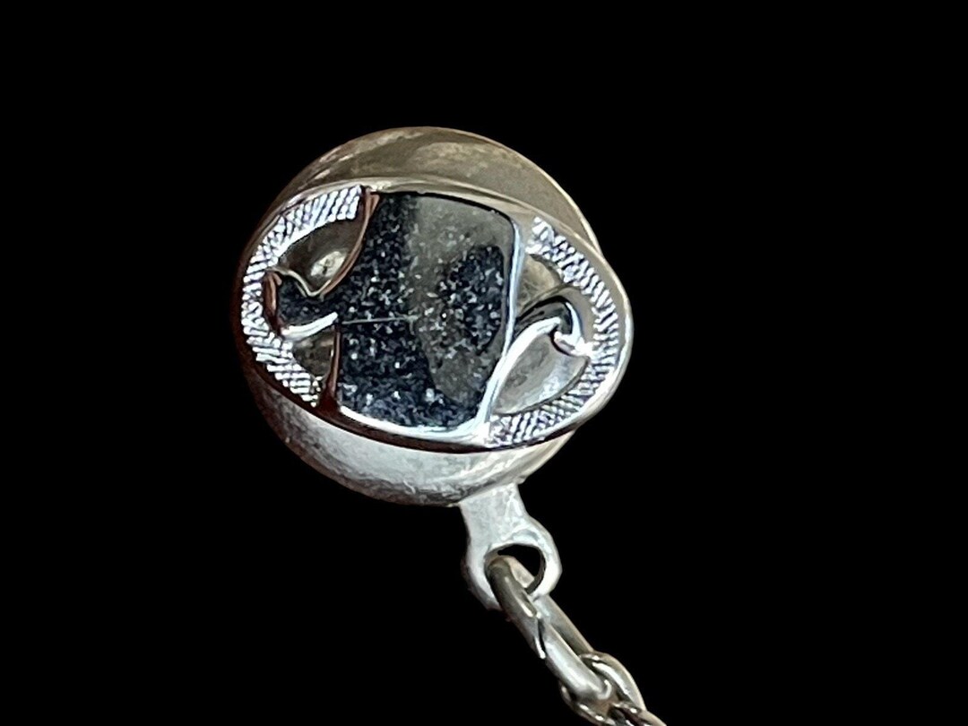 Vintage SWANK Tie Tack Tie Pin Chain Bar Silver Tone Oval With Etched ...