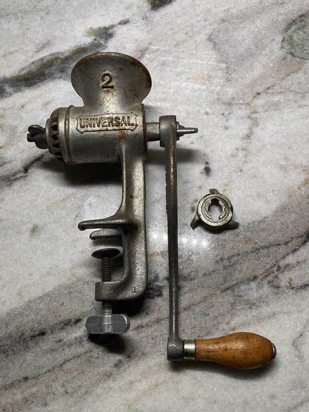 Universal No 2 Meat Grinder Food Chopper Hand Cranked Wood Handle 1950s ...