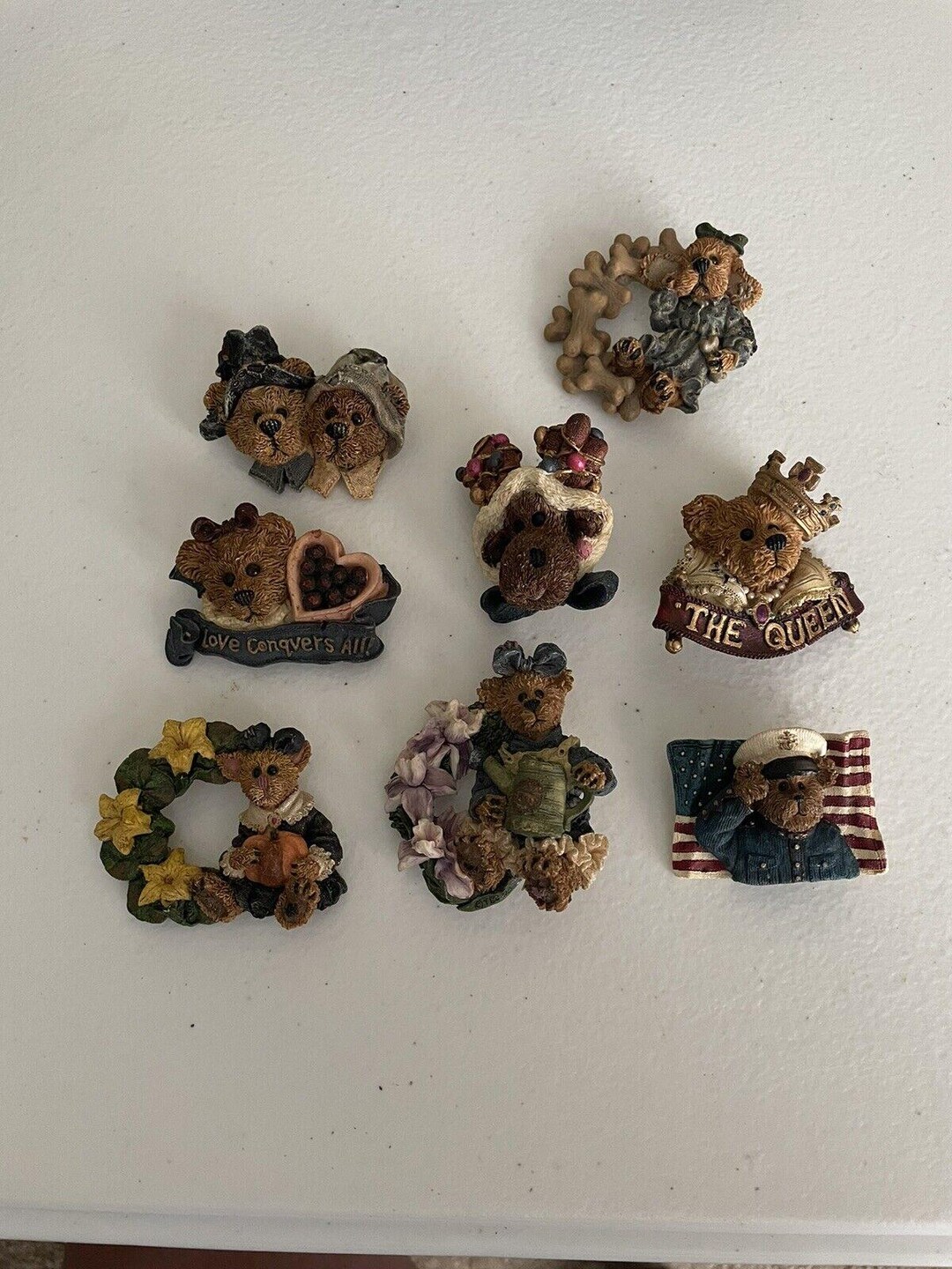 Eight Boyds Bears Resin Pin Pins Vintage Retired Queen Love Patriotic ...