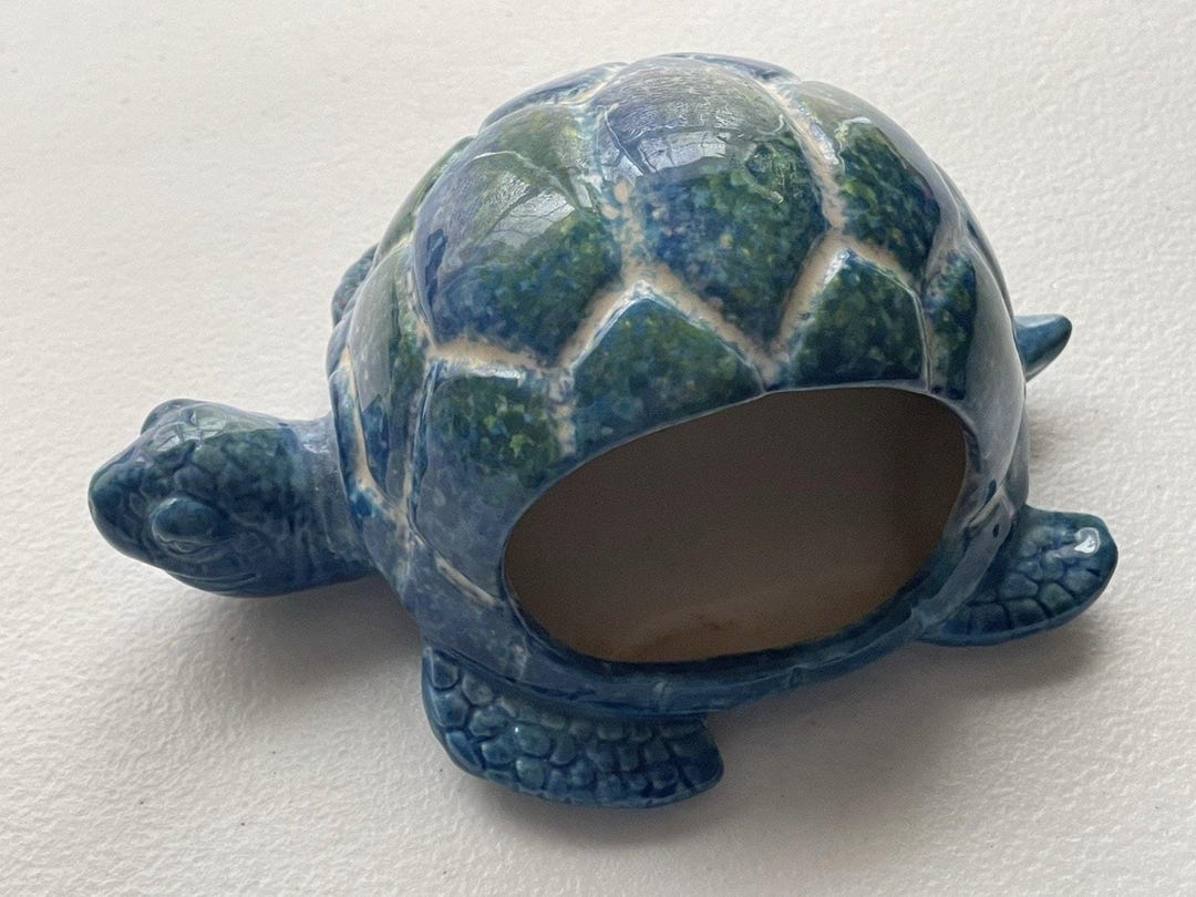 Vintage Stoneware Cracker Barrel Sea Turtle Kitchen Scrub Sponge Holder ...