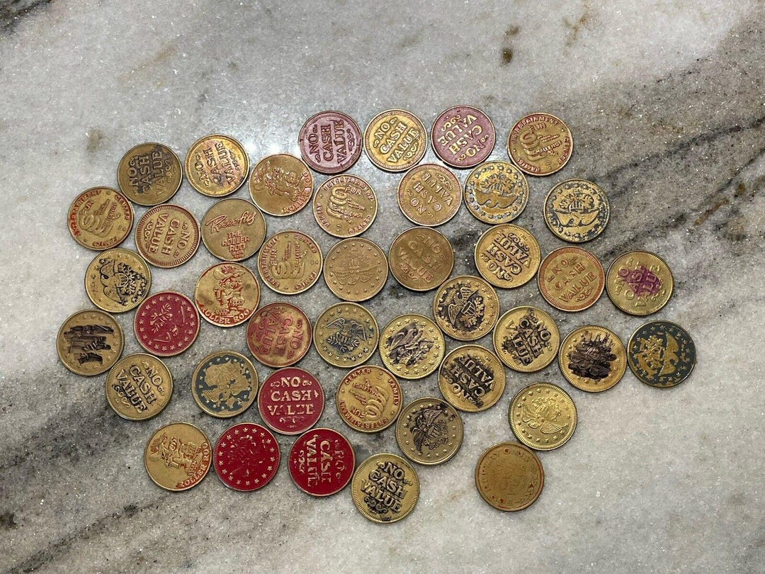 43 Vintage 1990s Arcade Tokens Roooofus Roller Roo Thunder Valley ...