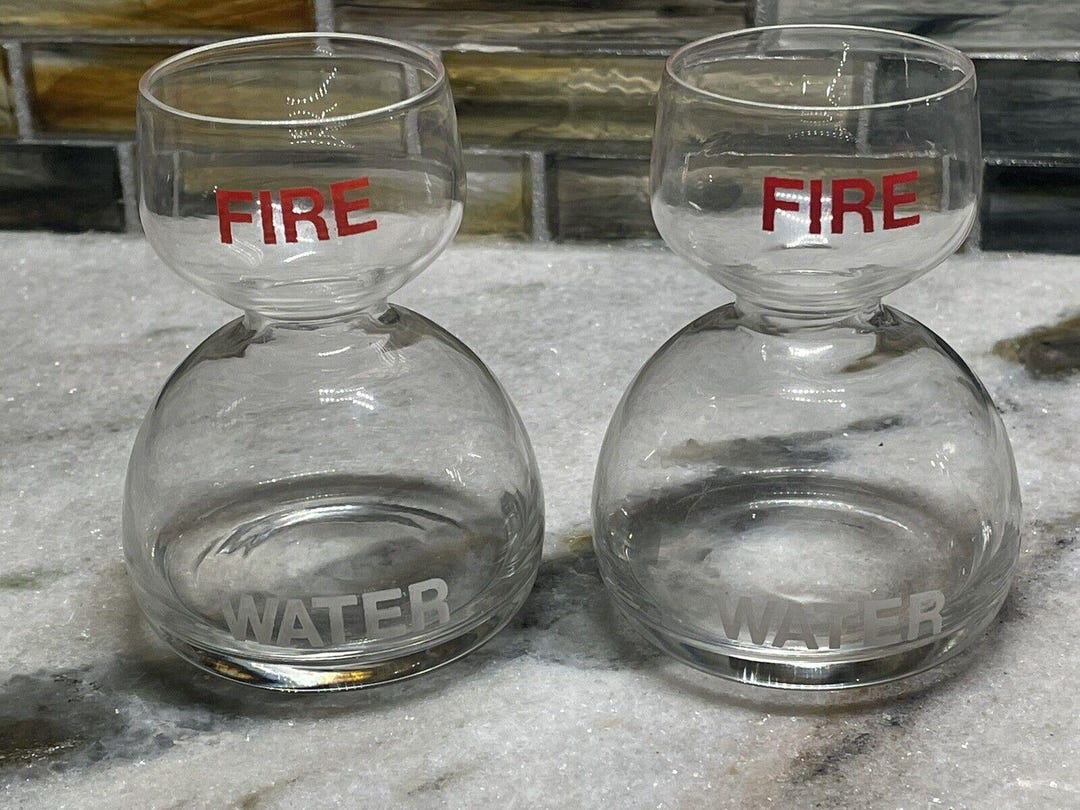 Set of Two West Virginia Glass Fire & Water Quaffer Double Bubble Shot ...