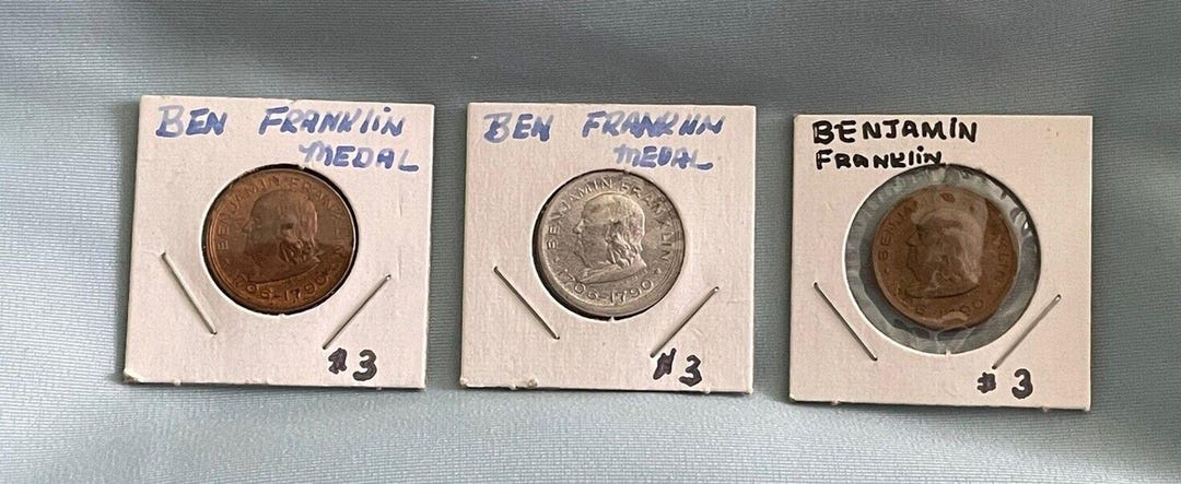 Three BEN FRANKLIN Souvenir Token Coin 1706-1790 Benjamin Franklin ...