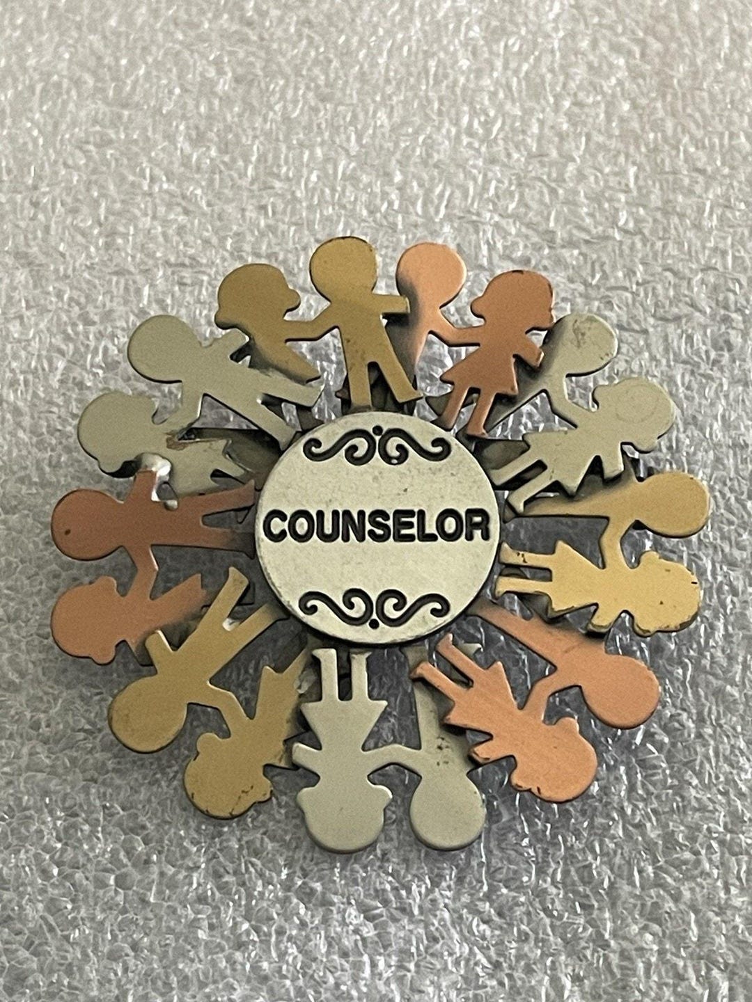 Vintage K&T School House Counselor Pin Brooch Mixed Metals Brass Copper ...
