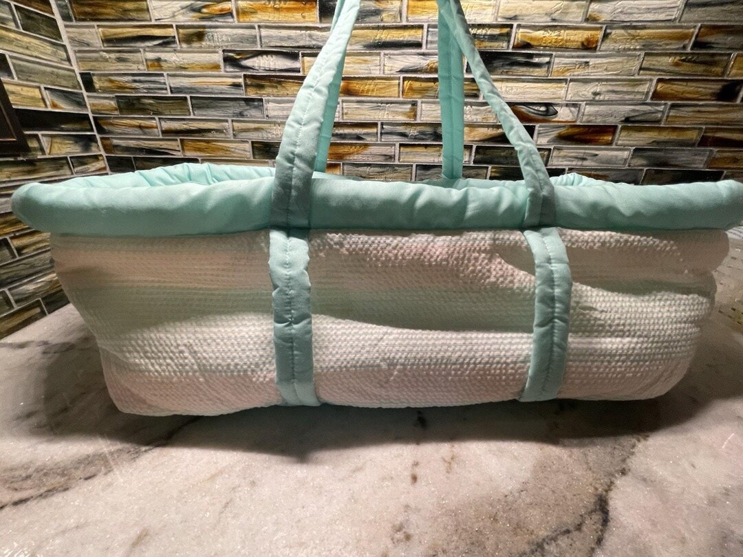 Vintage Lee Middleton Baby Doll Moses Basket Carrier Set Green Pink ...